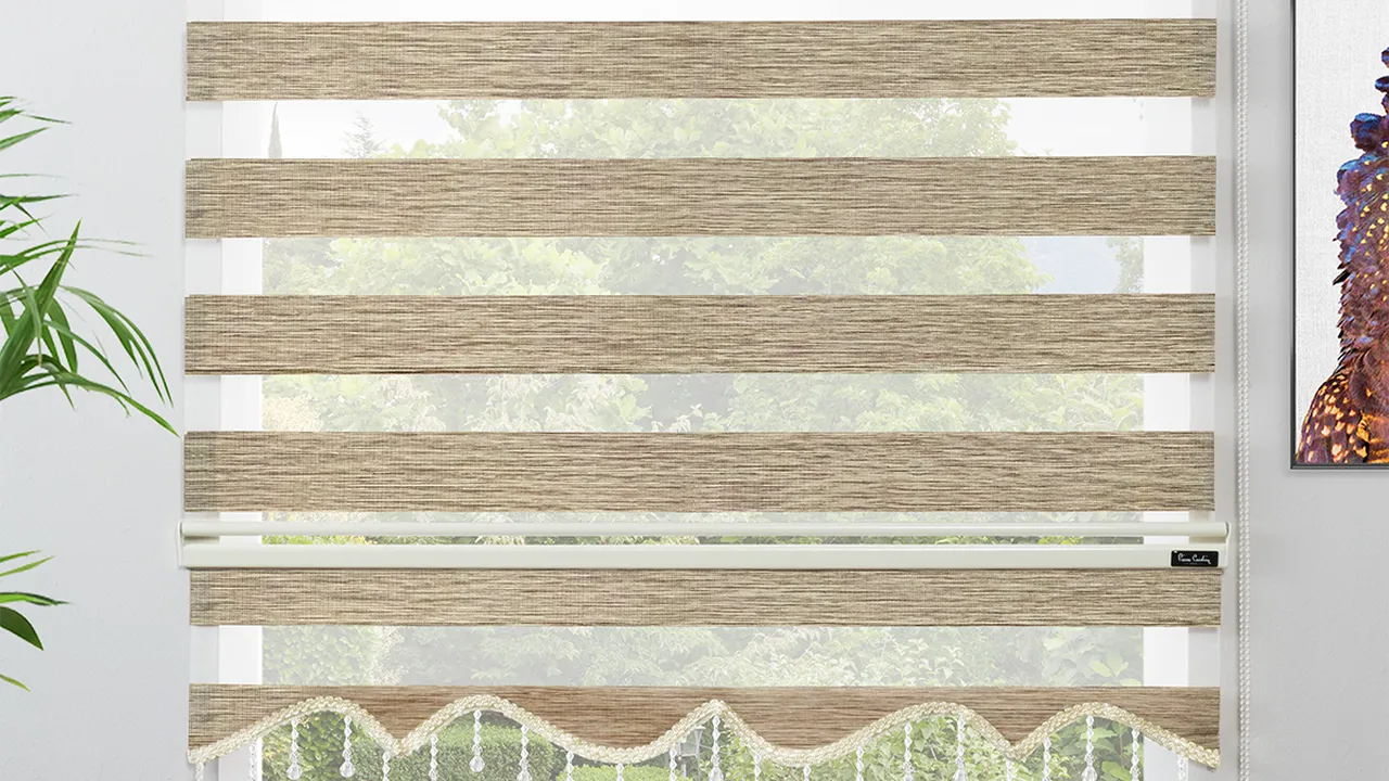 Dilimli Boncuklu Bambu Zebra Perde Ahşap - Pierre Cardin Home