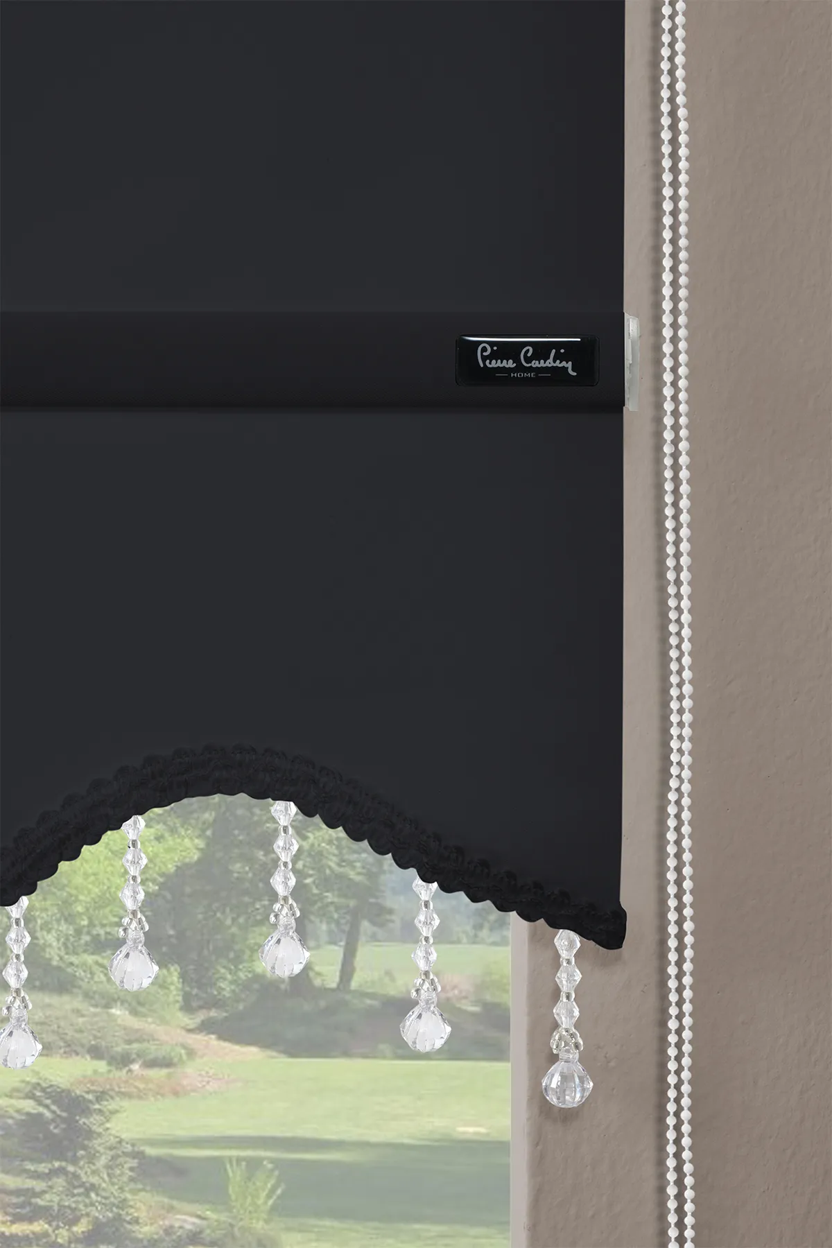 Dilimli Boncuklu Stor Perde Siyah - Pierre Cardin Home